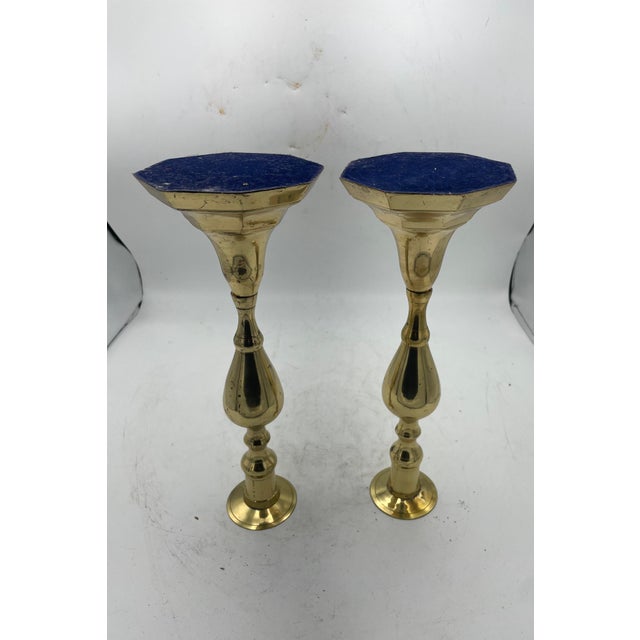 Pair of 12 Inch Tall Brass Candlesticks | Chairish