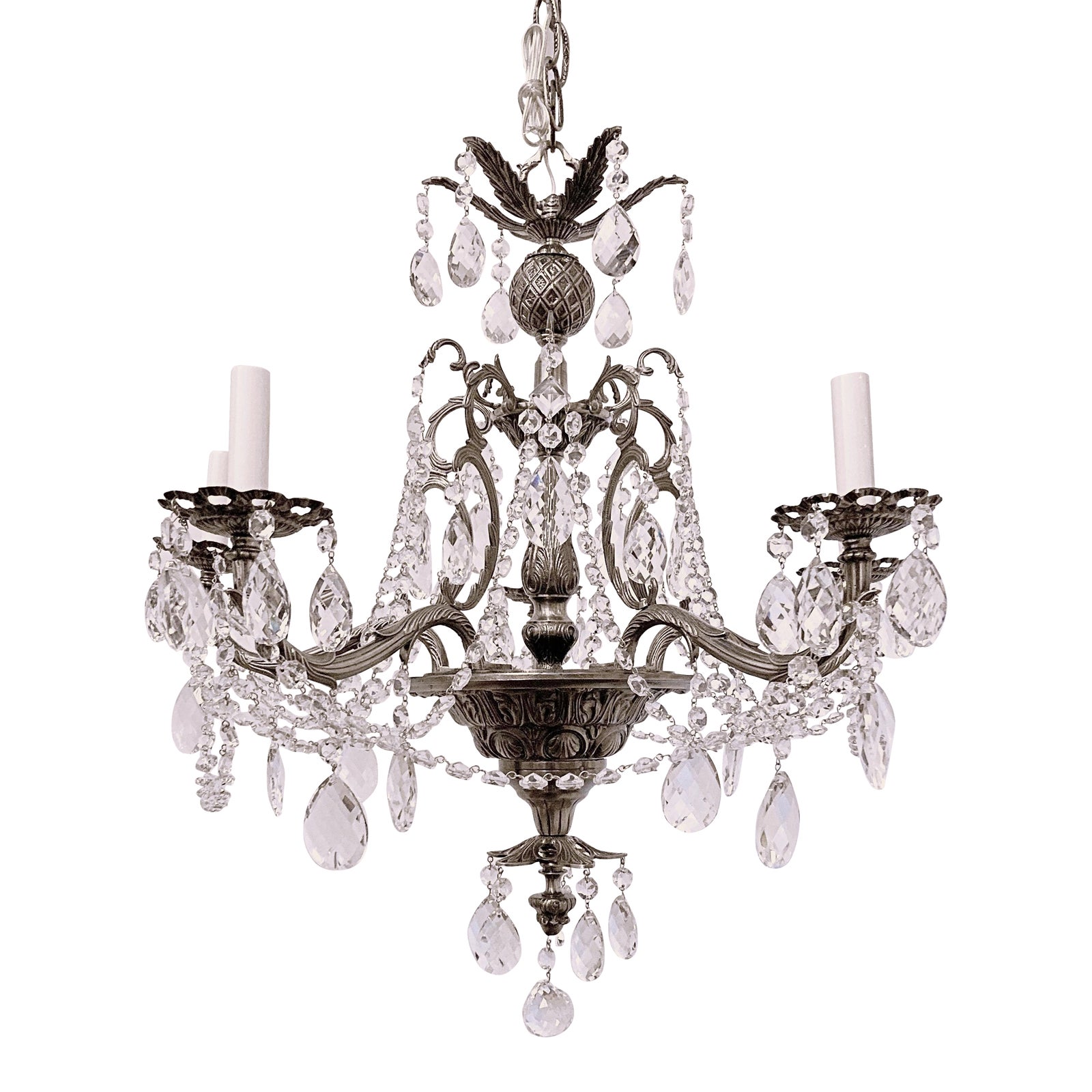 Vintage Mid 20th Century Spanish Style Pewter Chandelier | Chairish