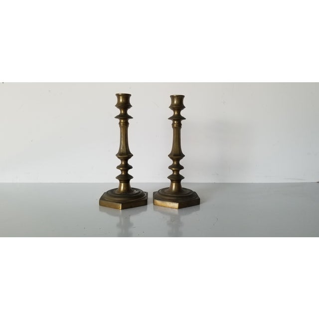 Vintage Heavy Solid Brass Candlesticks - a Pair | Chairish