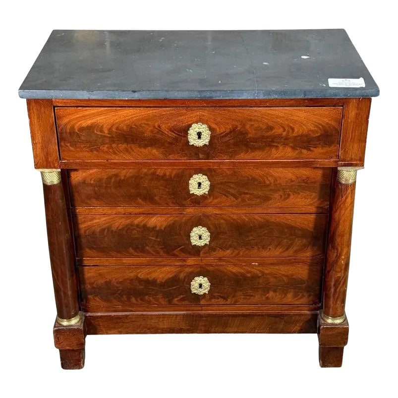 17th Century Petite French Empire Commode With Grey Marble Top Ormolu ...