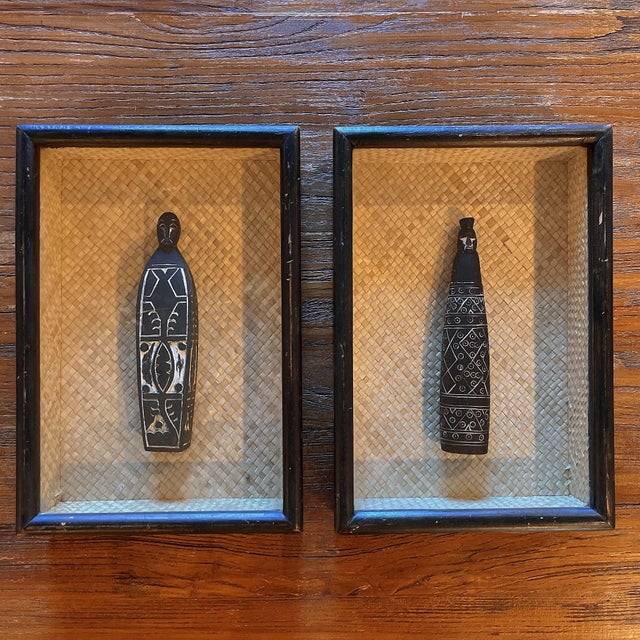 Late 20th Century African Art Carving Shadow Box Displays- Set of 2 ...
