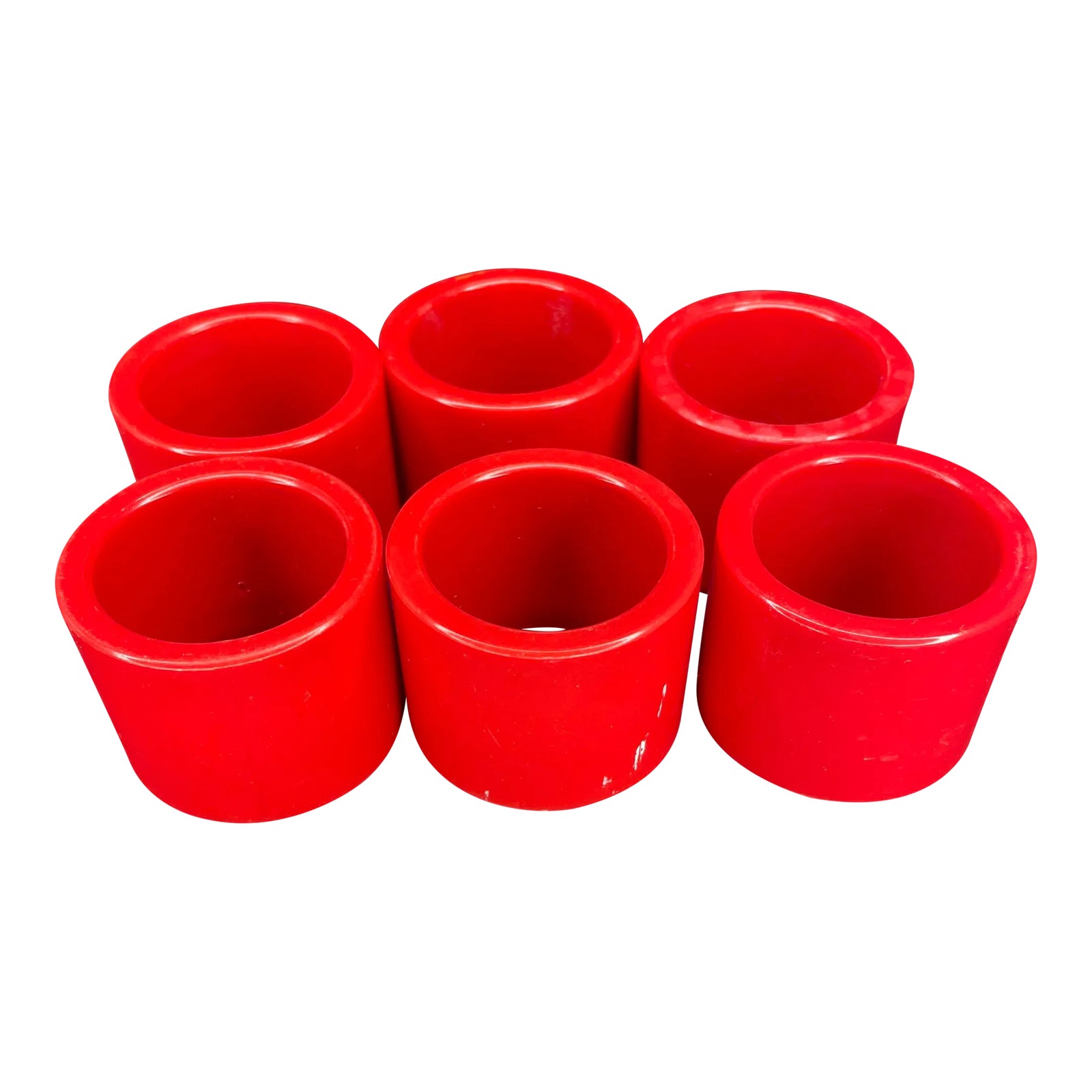 1990s Red Plastic Napkin Rings- Set of 6 | Chairish