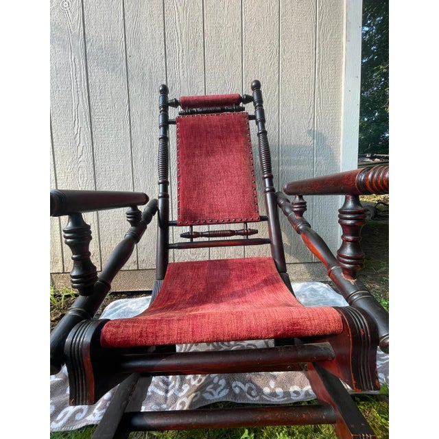 19th Century Finely Carved Mahogany Platform Rocker in Red Velvet ...