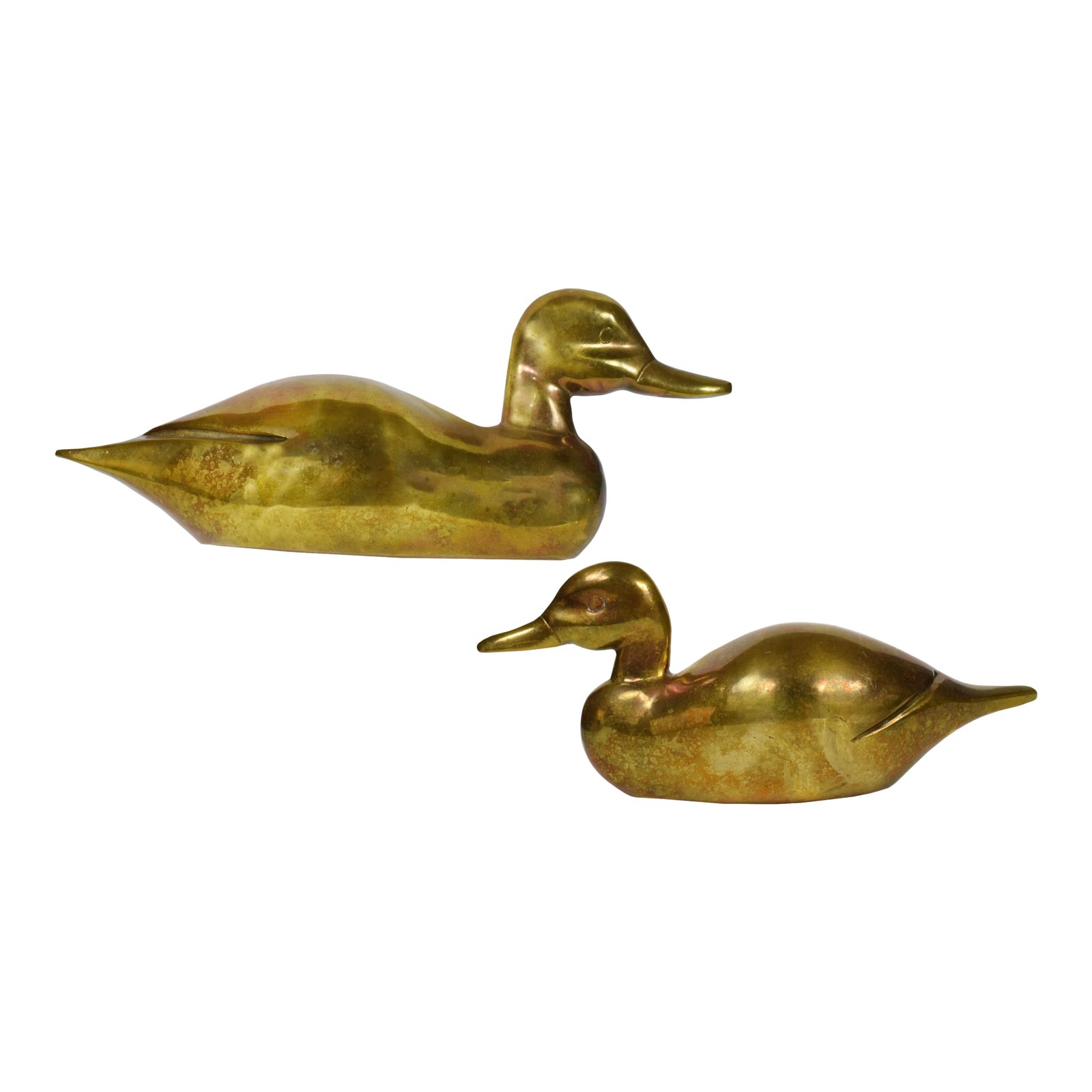 Vintage Brass Duck Bird Wall Hanging Decoy Figurines - a Pair | Chairish