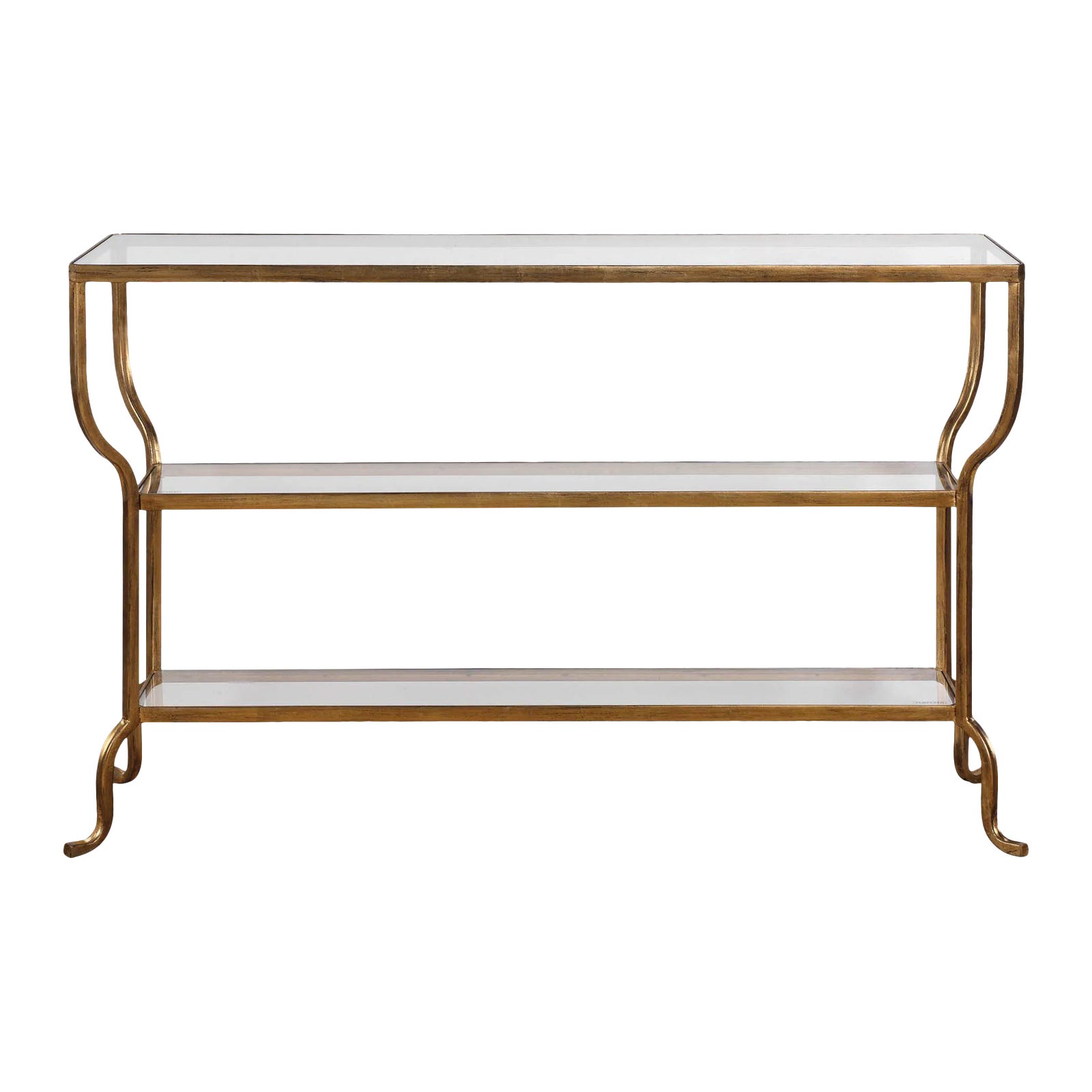 Antiqued Gold Finish Console Table | Chairish