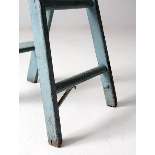 Vintage Wooden Blue Step Ladder | Chairish