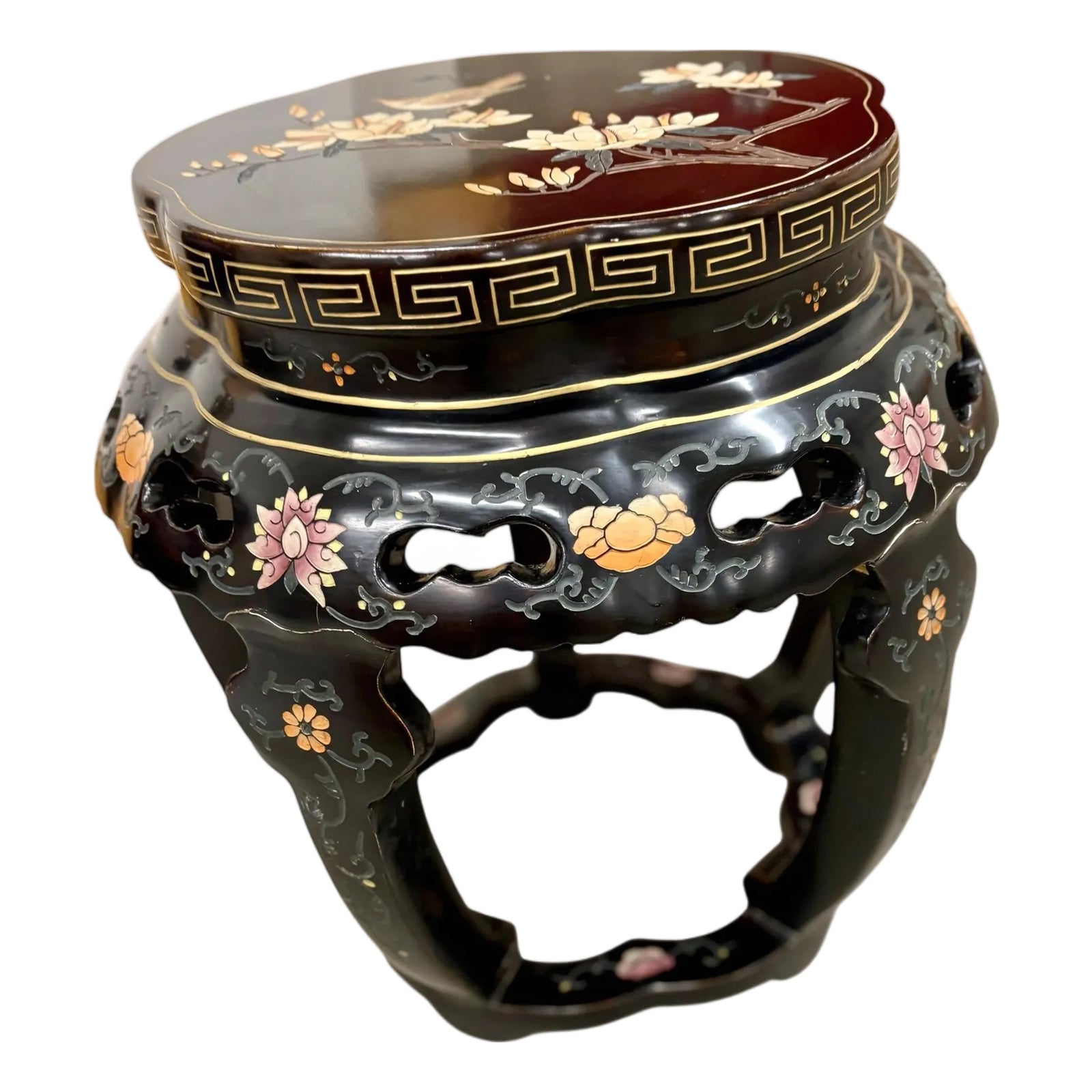 Early 20th Century Chinese Lacquered Drum Table With Mother-of-Pearl ...