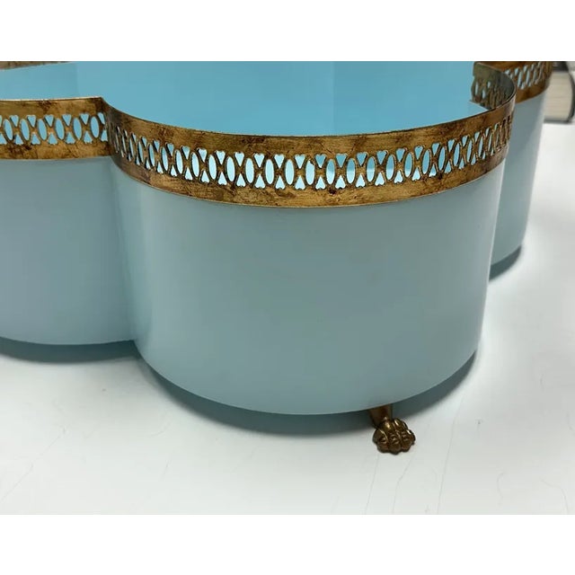 Contemporary Chelsea House Modern Antique Gold Iron Blue Lagoon Tracery ...