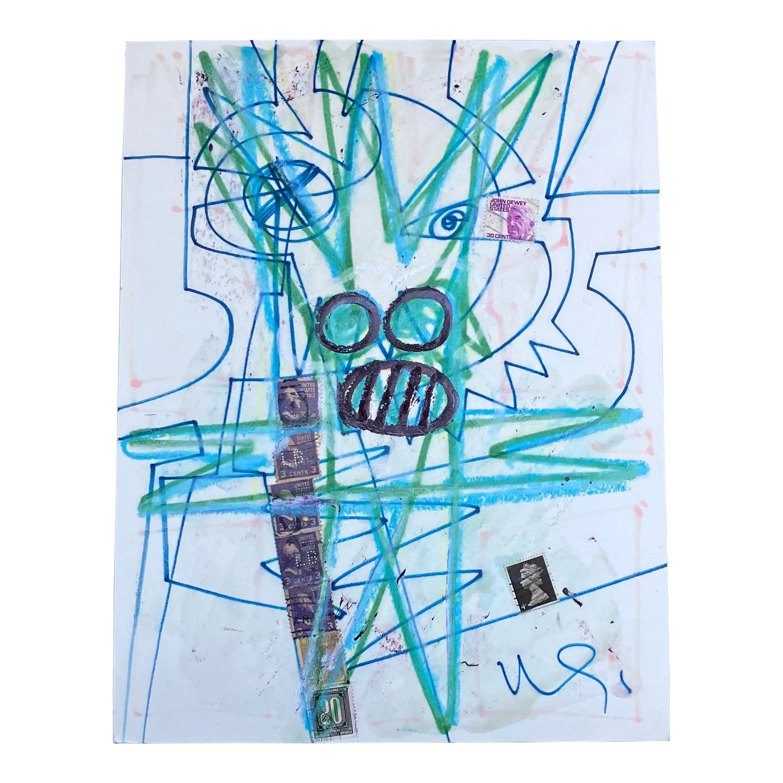 1980’s Original Wayne Cunningham Abstract Drawing | Chairish