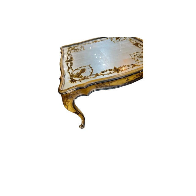 1950s Vintage Hollywood Regency Chinoiserie Eglomise Mirrored Side End ...