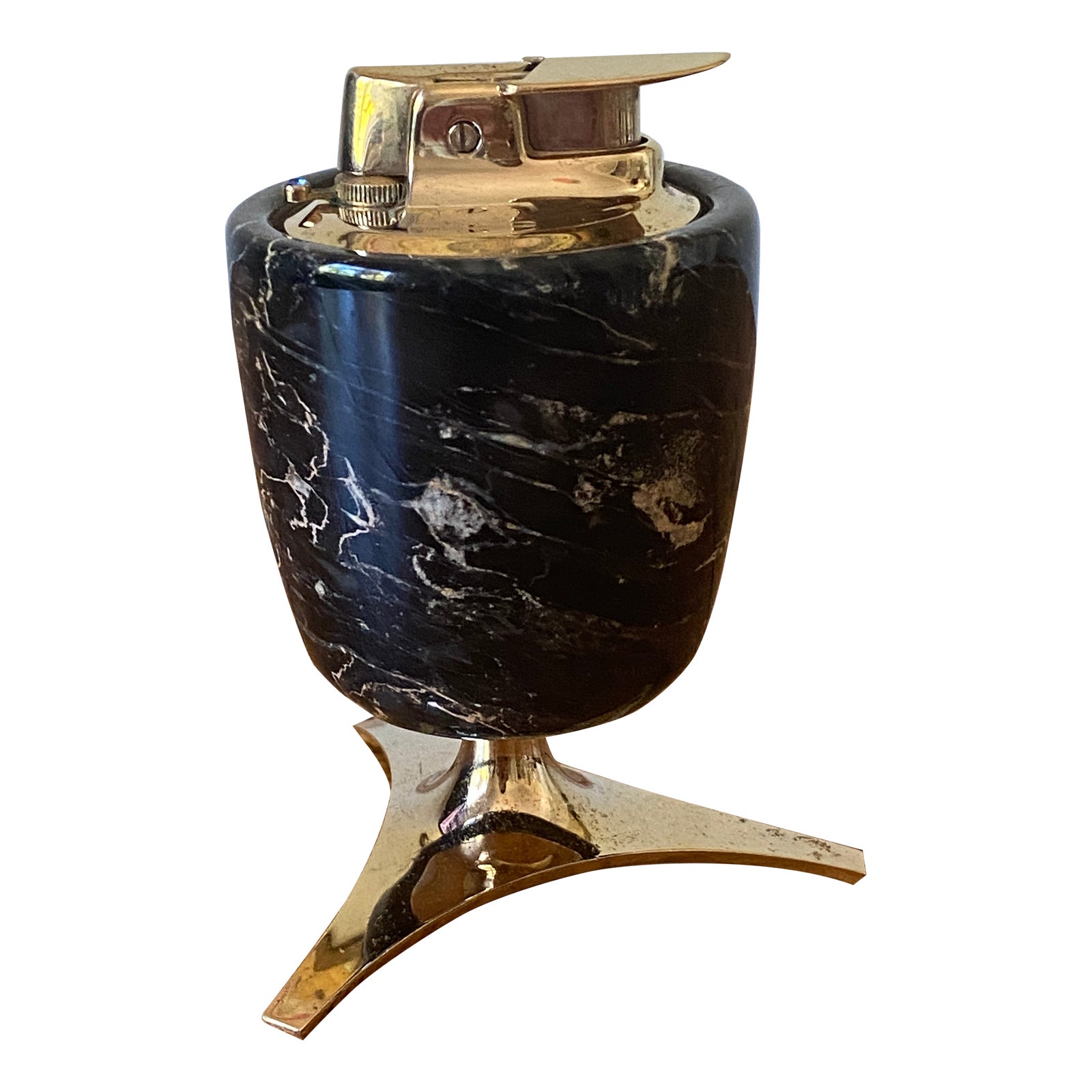 Mid 20th Century Ronson Black Marble Table Top Lighter | Chairish