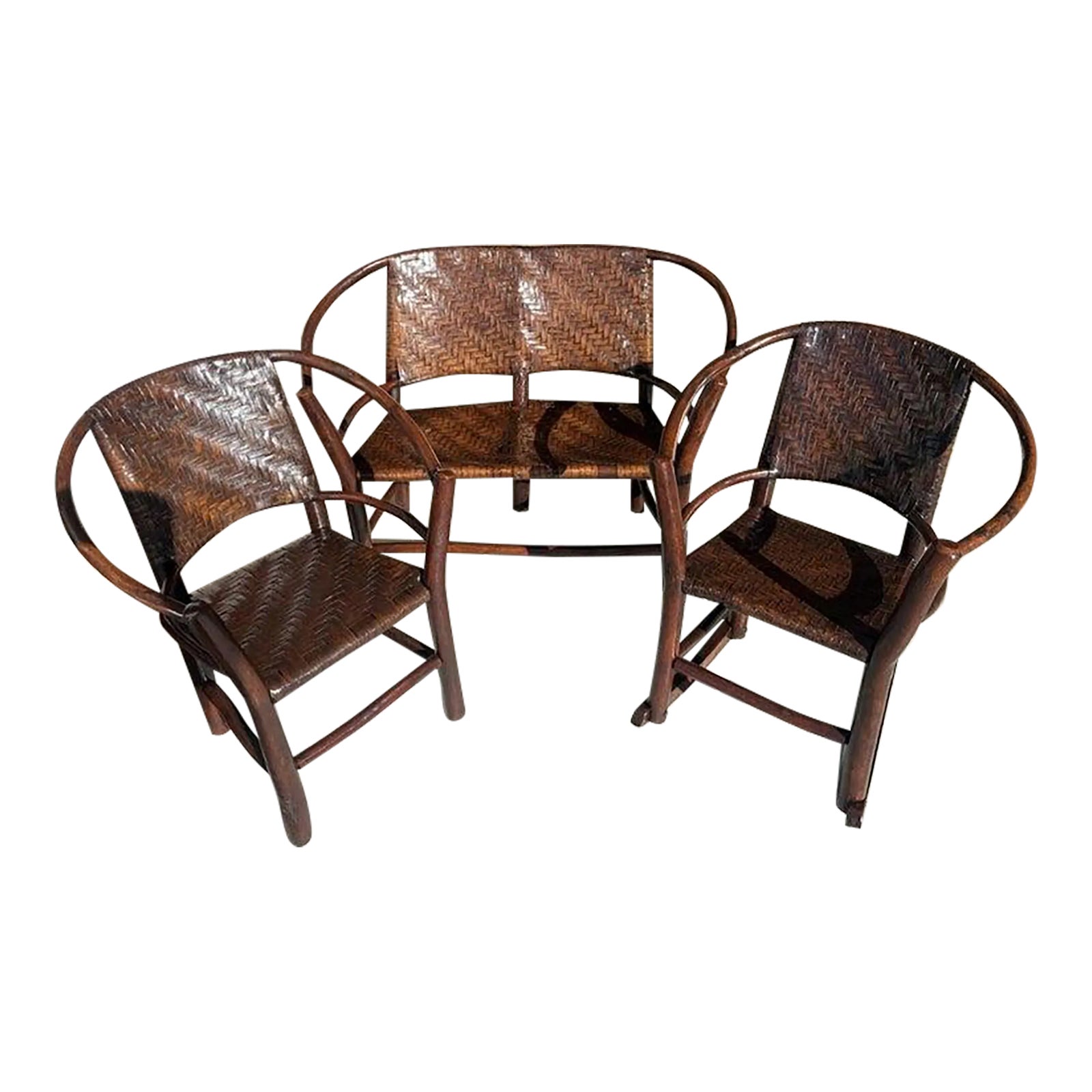 Set of Three Children's Old Hickory Settee Rocker and Chair | Chairish