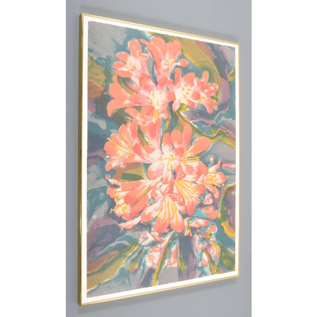 1980s Large 46" Original Signed Floral "Clivia" Watercolor Print by ...