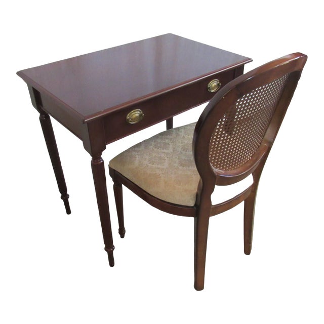 1990s Bombay Designer Desk and Chair Mahogany - Set of 2 | Chairish