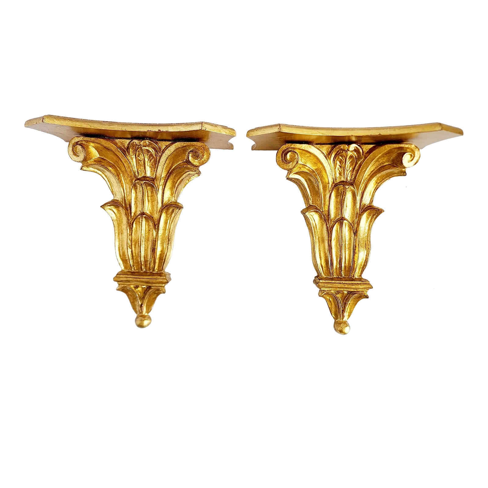 Decorative Crafts Italian Giltwood Neoclassical Style Wall Brackets - a ...