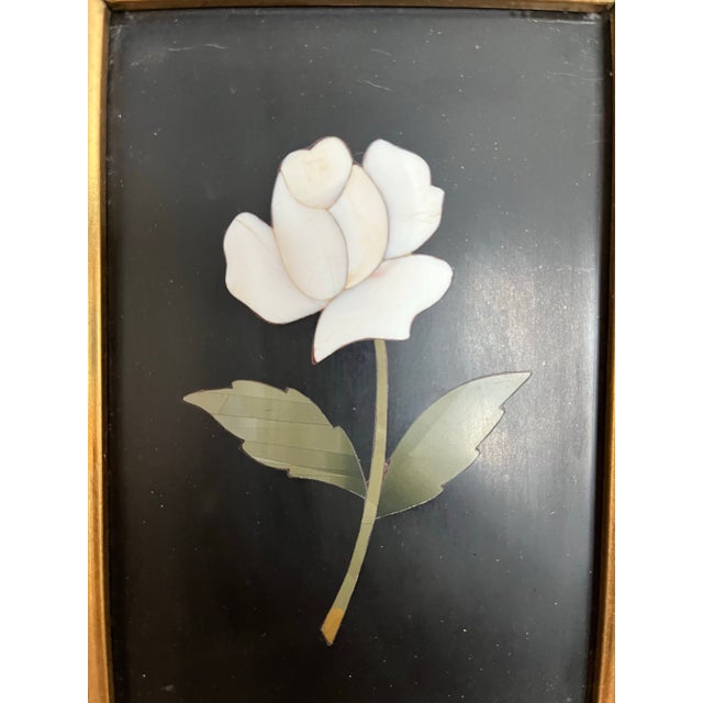 Vintage G. Ugolini Italian Pietra Dura Miniature Flower Botanical Gilt ...