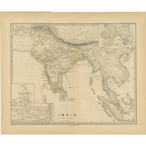 Cartography of the Indian Subcontinent, 1880s | Chairish