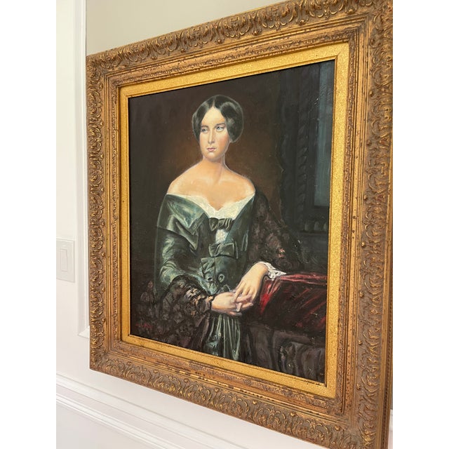 Mid 20th Century Victorian Style Portrait Painting of a Lady | Chairish