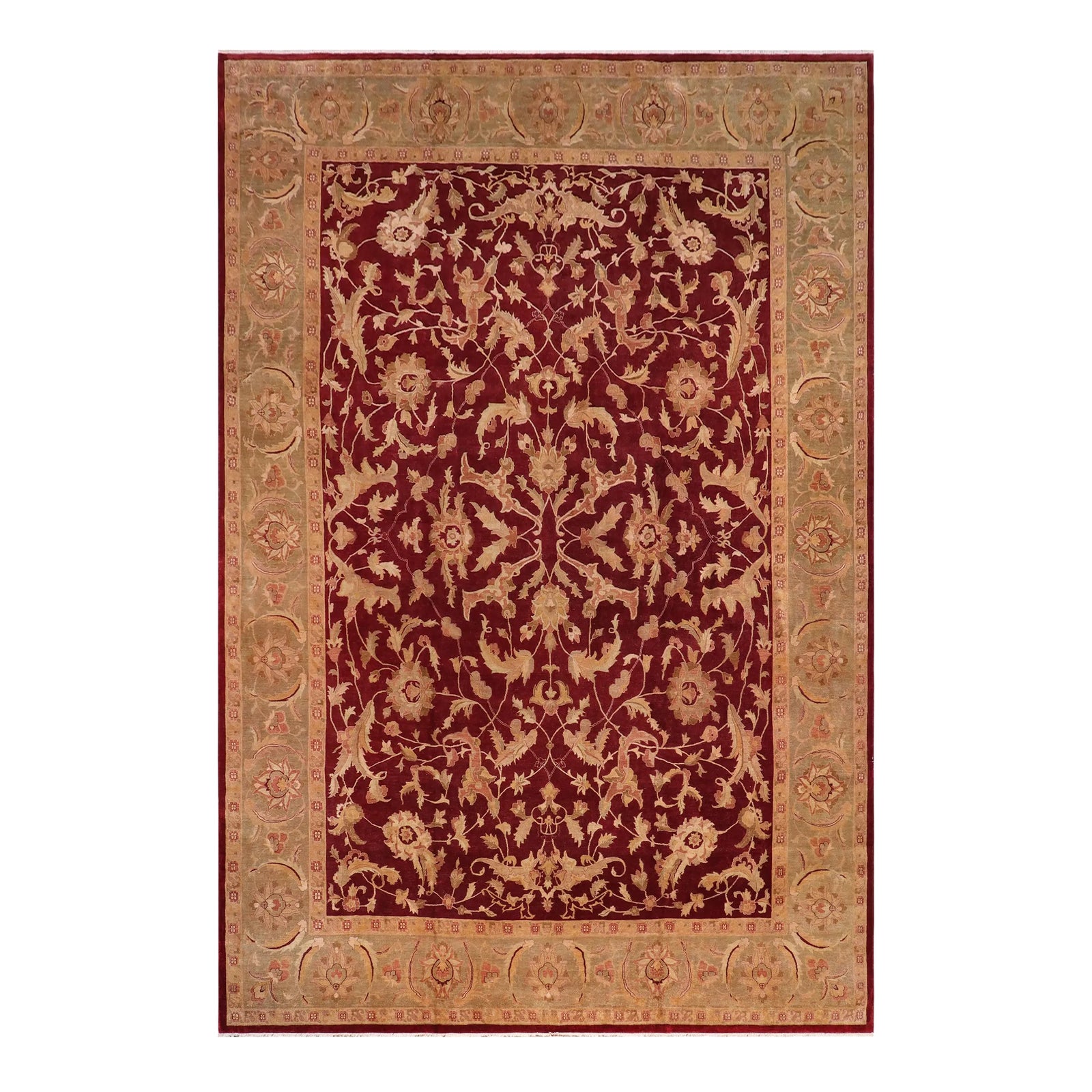 Classic Ziegler Red Green Hand-Knotted Wool Rug - 11'10'' X 16'9 ...