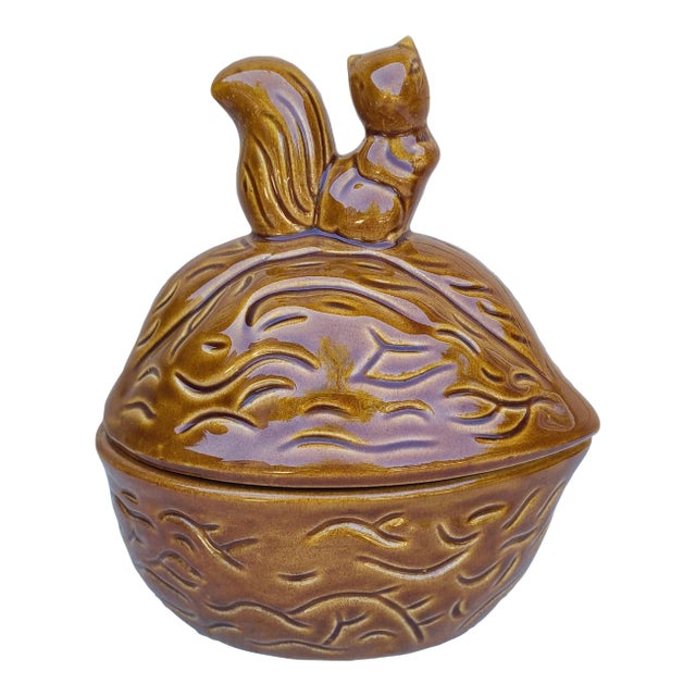 Vintage Squirrel Motif Nut Crock or Candy Dish | Chairish