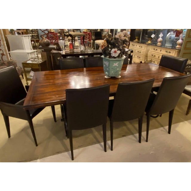 Ebony Metal and Brass Scroll Base Dining Table Wood Top Baroque Style ...