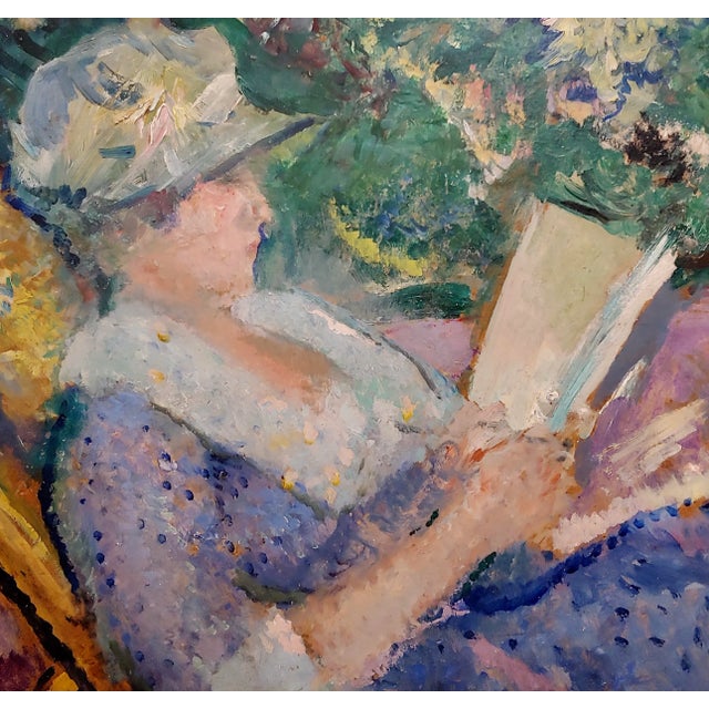 Louis Ritman -Woman Reading a Book in the Garden -1917 Oil Painting ...