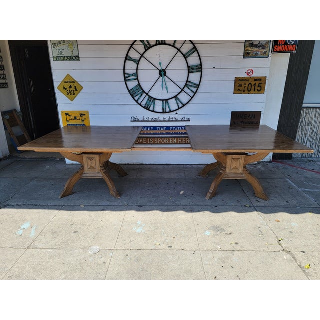 Long White Oak Wood Dining Table. | Chairish