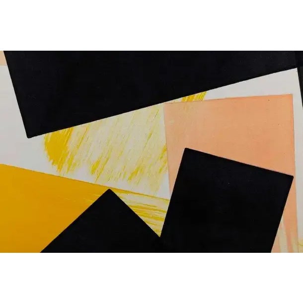 Angelo Testa Abstract Marigold and Black Hard-Edge Color Field Painting ...