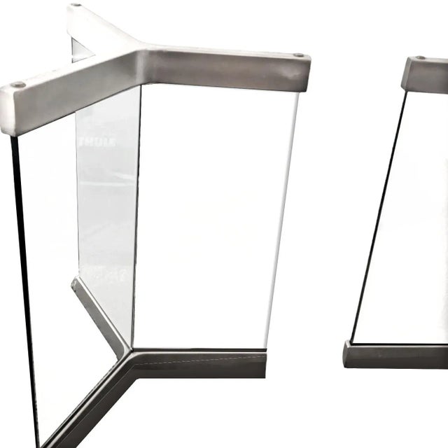 70s Modernist Pace Glass Dining Table With Triangular Twin Chromed ...