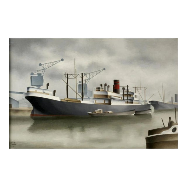 1920 Cargo dans la Port du Havre Painting | Chairish
