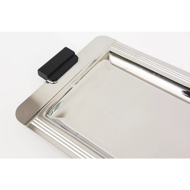 French Signed Couzon Stainless Steel and Black Resin Tray | Chairish