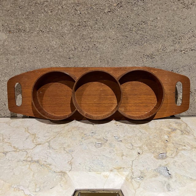 1960s Japanese Bent Plywood Sectioned Teak Service Tray | Chairish