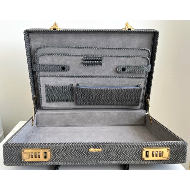 1990s Vintage Starco Gray Faux Snakeskin Print Expandable Briefcase ...