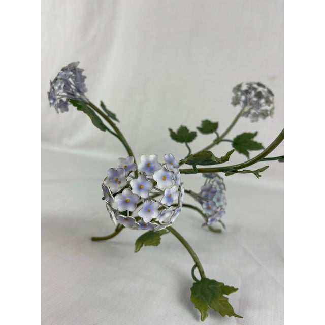Shabby Chic Wrought Iron Hydrangeas Toleware Stand & Bowl Centerpiece ...