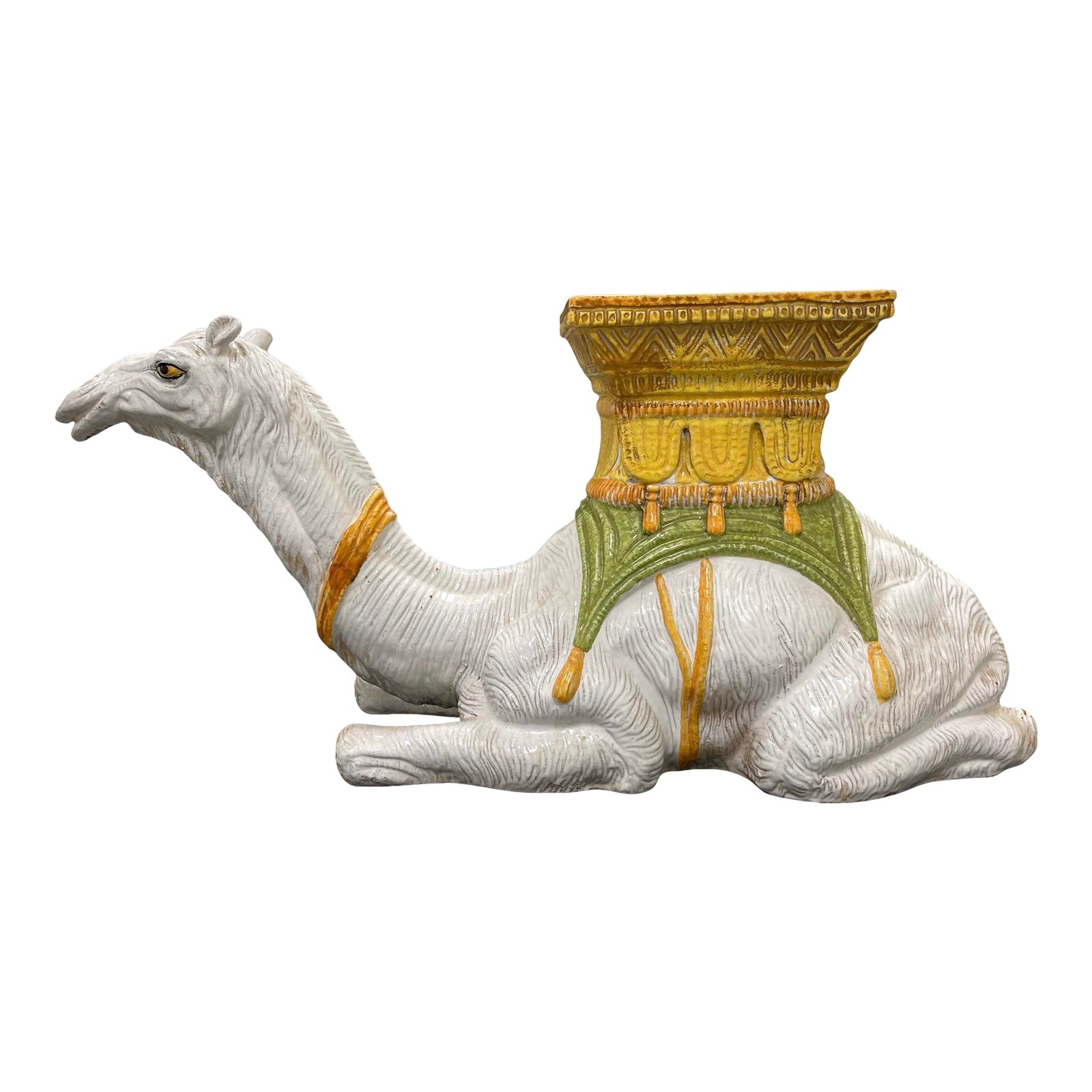 Vintage Italian Terracotta Glazed Camel Side Table/Garden Stool | Chairish