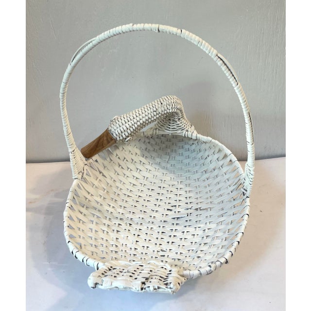 Vintage White Wicker Duck Swan Basket | Chairish