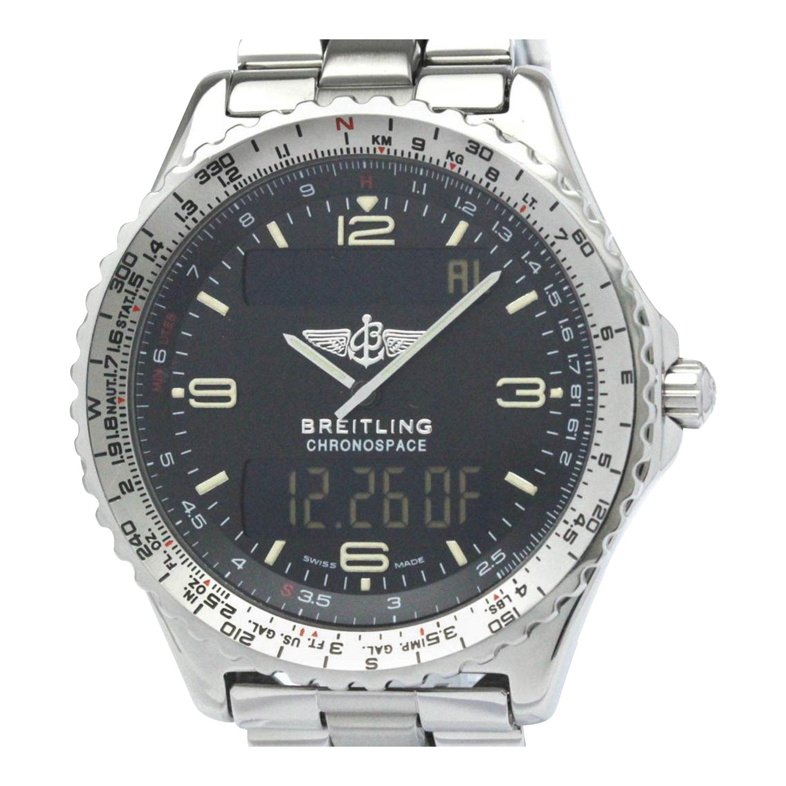 Breitling Polished Chronospace Steel Quartz Mens Watch A56012.1 ...
