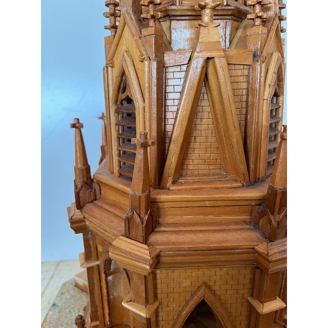 19th Century French Gothic Revival Hand Carved Cathedral Model | Chairish