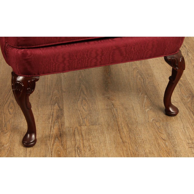 Sherrill Queen Anne Style Mahogany Wing Chair | Chairish