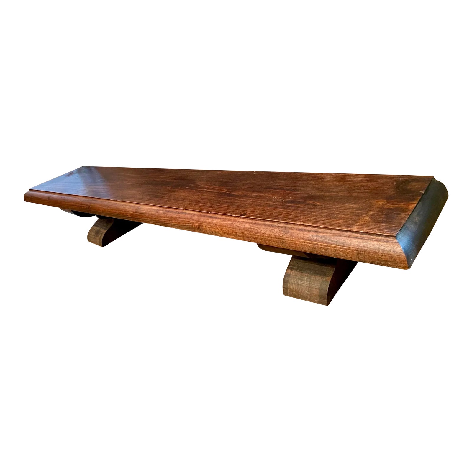 Mid-Century Solid Walnut Mantel With Curved Architectural Supports ...