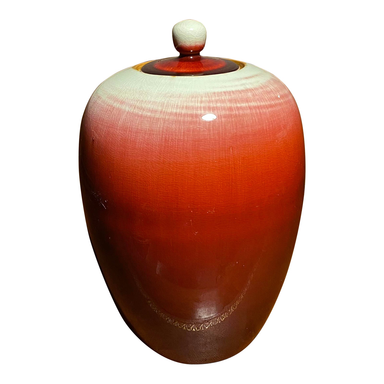 Early 20th Century Chinese Flambé Ginger Jar | Chairish