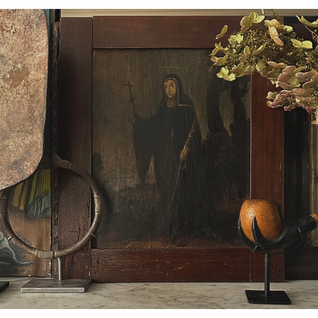 18th Century Gothic Portrait of Spanish Nun With Crucifix in Wood Frame ...