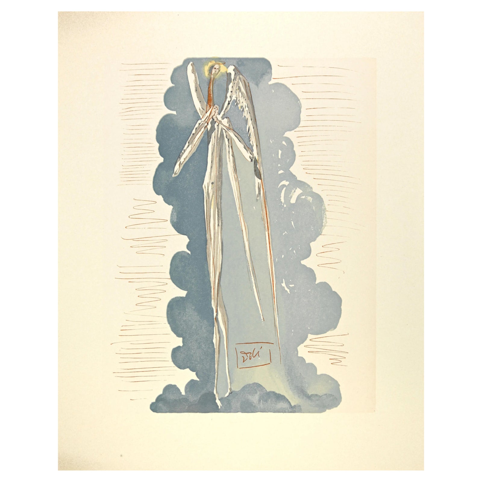 Salvador Dali, The Angel of the 7th Heaven, Woodcut, 1963 | Chairish