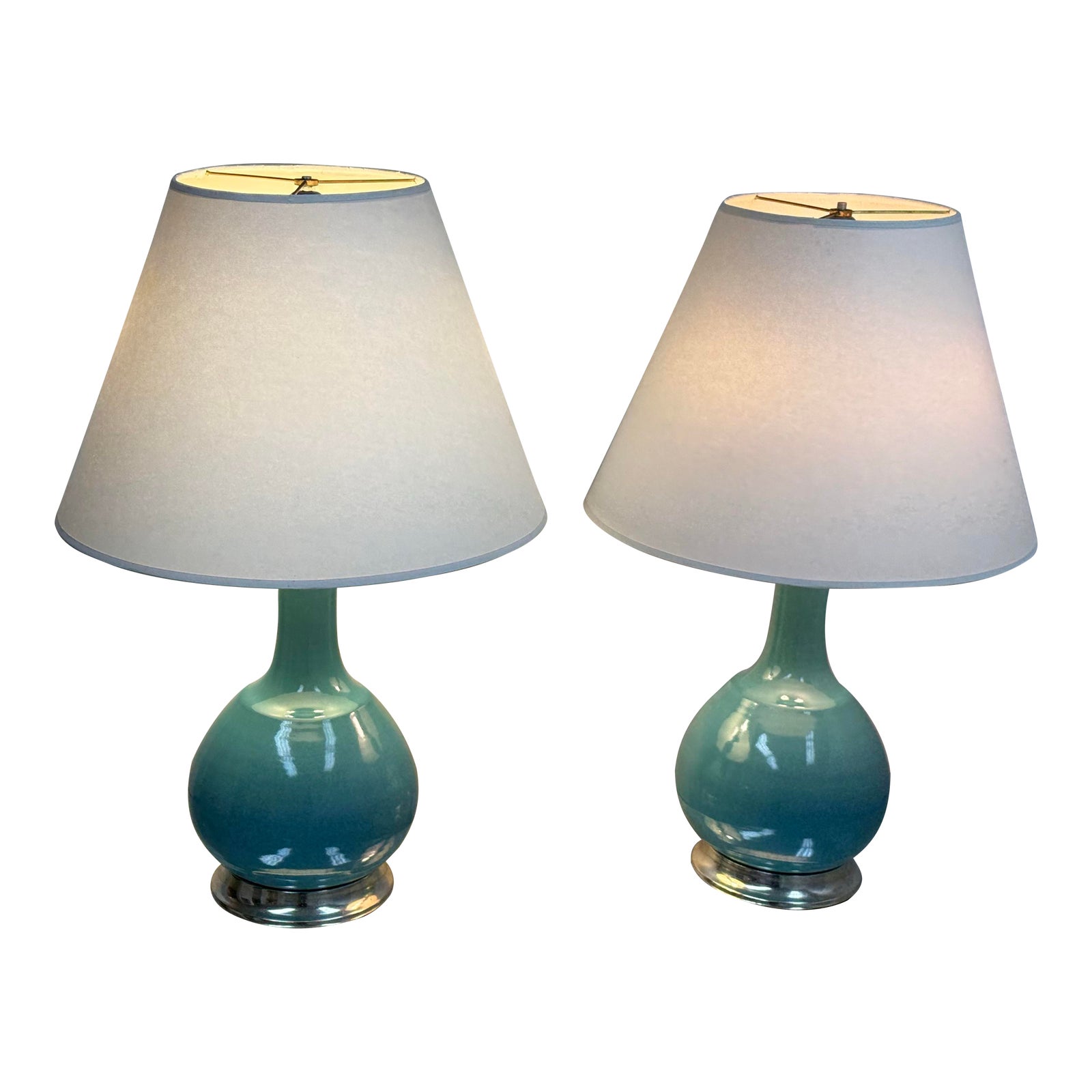 Christopher Spitzmiller Cameron in Hydrangea Table Lamps, Pair | Chairish
