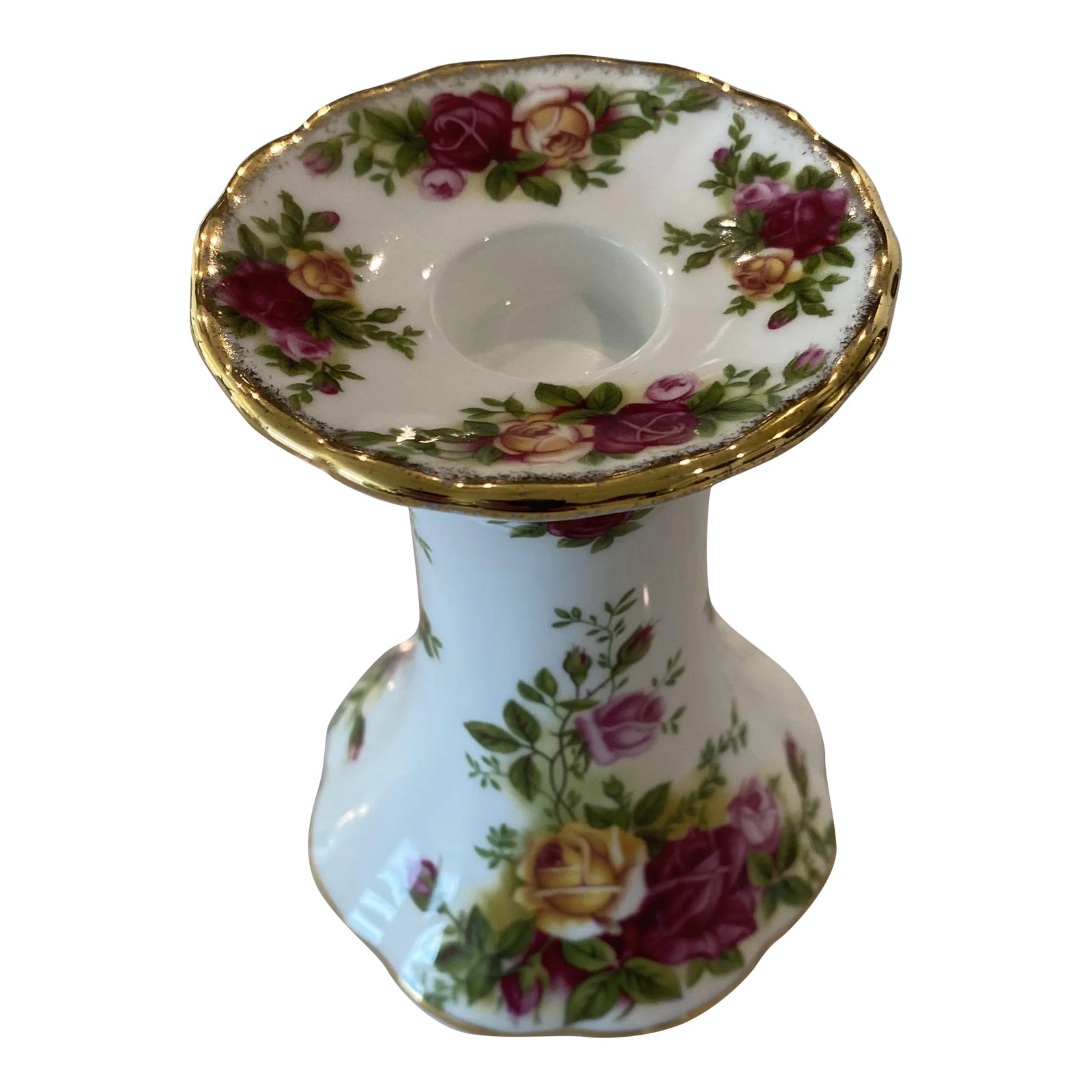 1980s Royal Albert China Candlestick Holder | Chairish