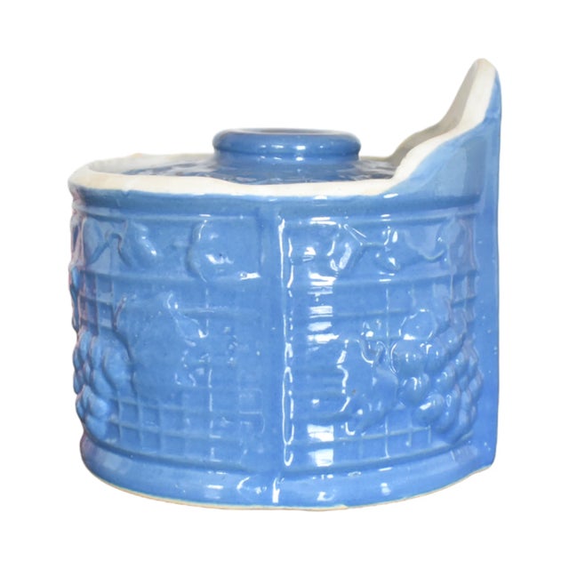 Antique Blue Stoneware Salt Box | Chairish