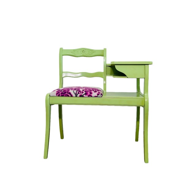 Vintage Lacquered Telephone Bench | Chairish