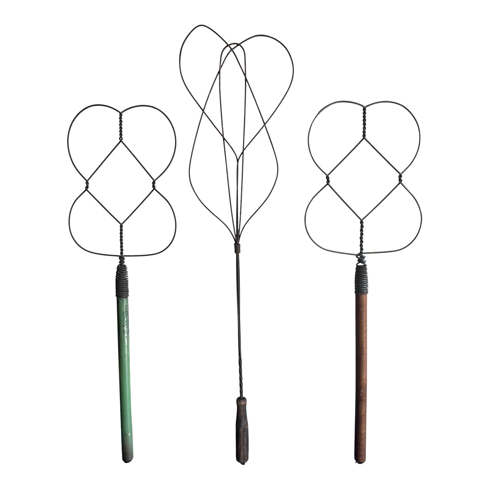 Wood Handled Vintage Rug Beater Collection Trio | Chairish