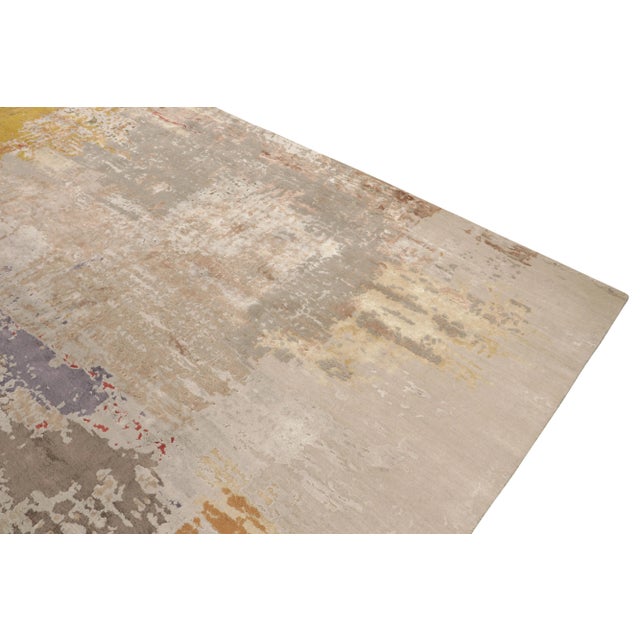 Rug & Kilim’s Modern Abstract Rug in Pink, Gold and Gray Painterly ...