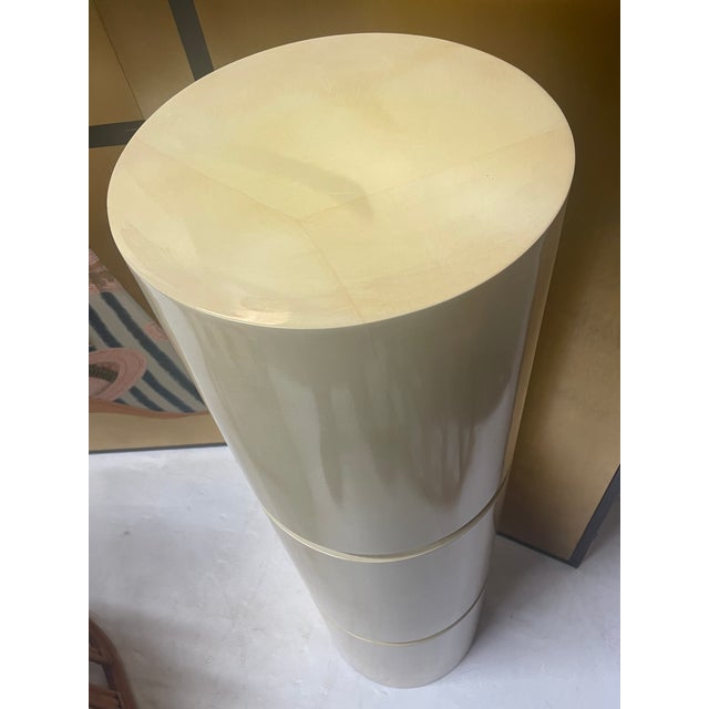 1980s Post Modern Faux Goat Skin Laminate Pedestal/ Plinth | Chairish